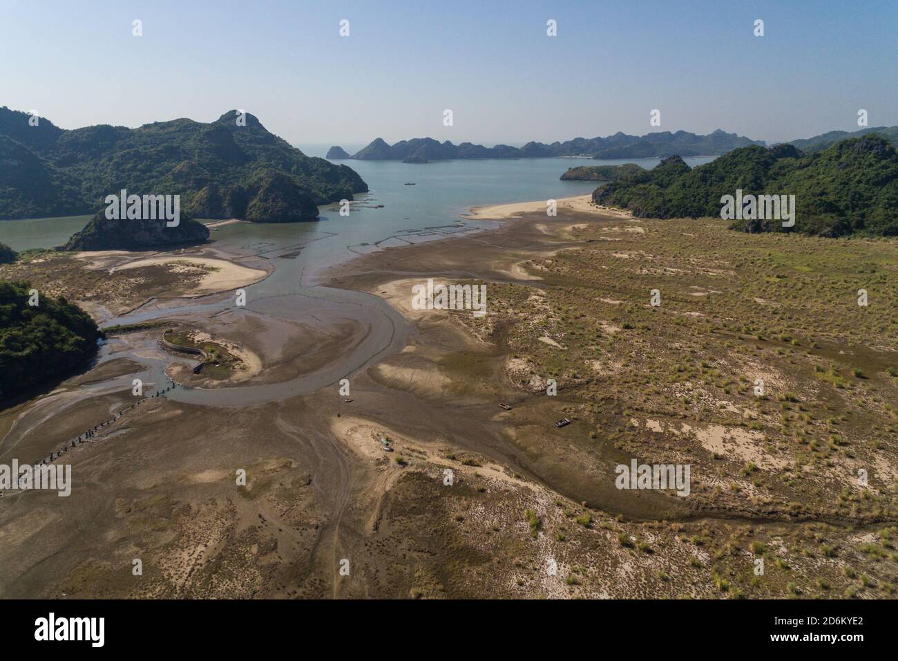 Ha Long Bay, Cat Ba Island, Vietnam, descending dragon bay Asia Aerial ...