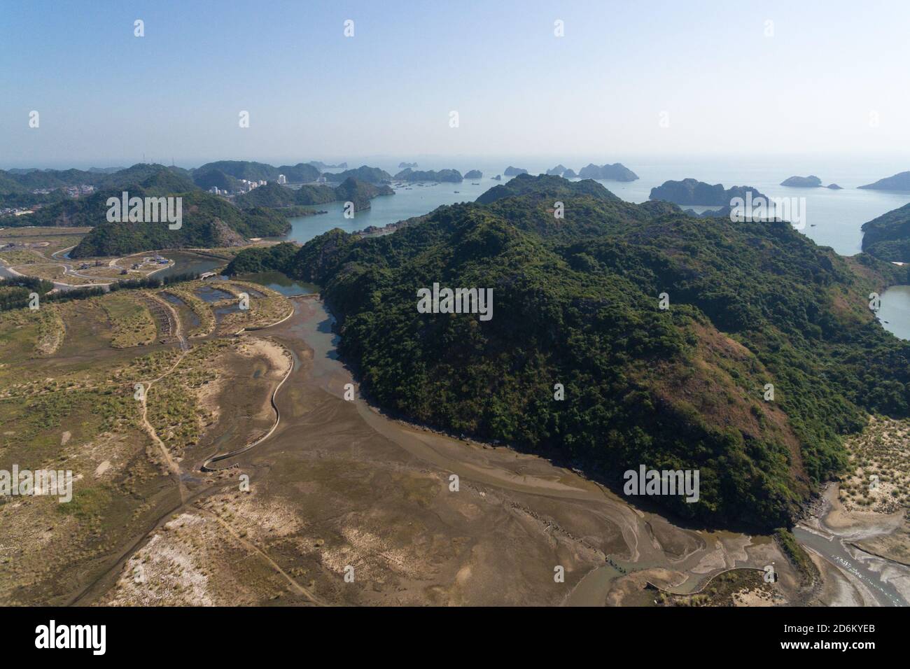 Ha Long Bay, Cat Ba Island, Vietnam, descending dragon bay Asia Aerial ...