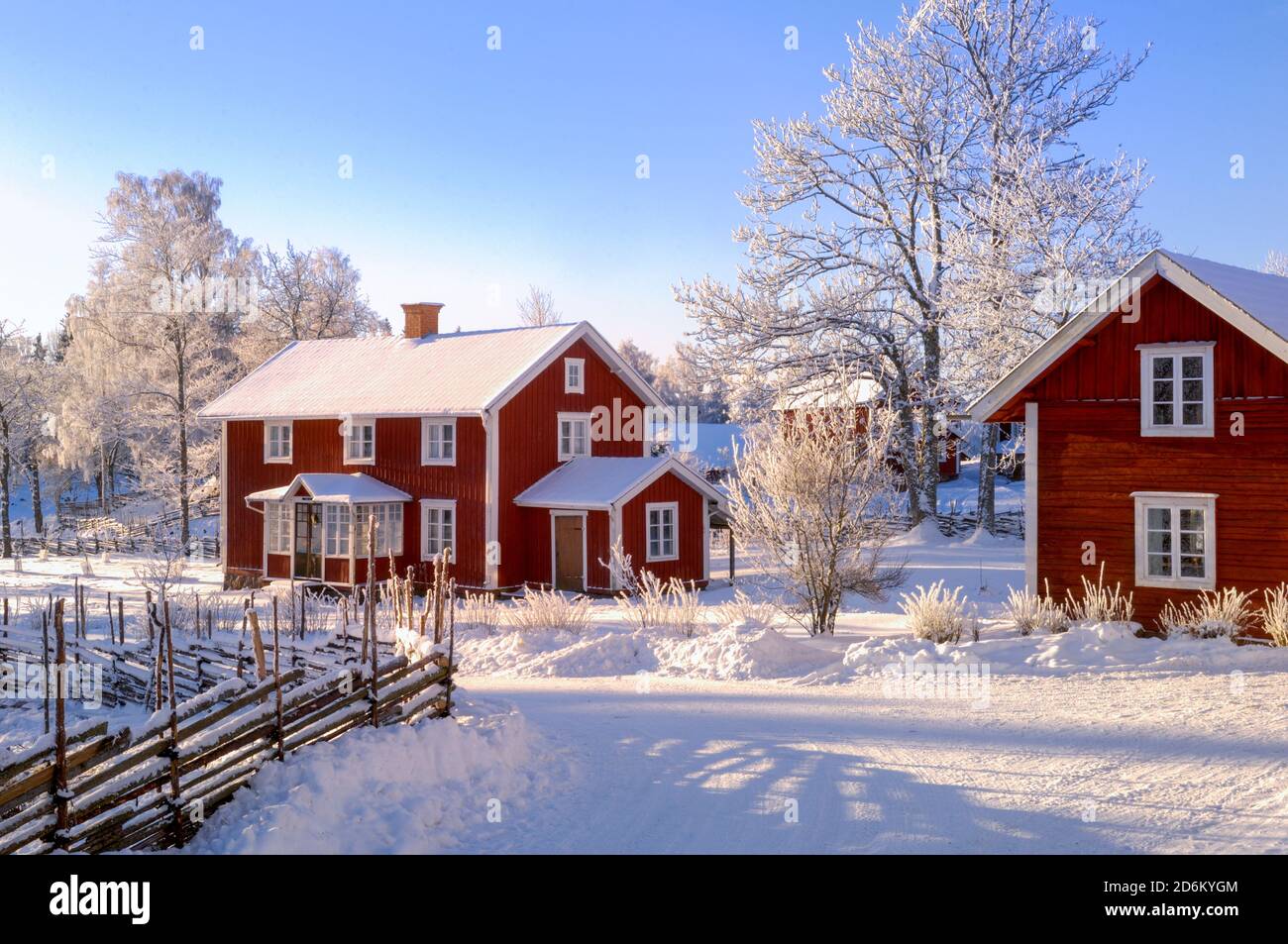 A cold and sunny winter-day in Åsens by, Småland, Sweden, Sverige Stock ...