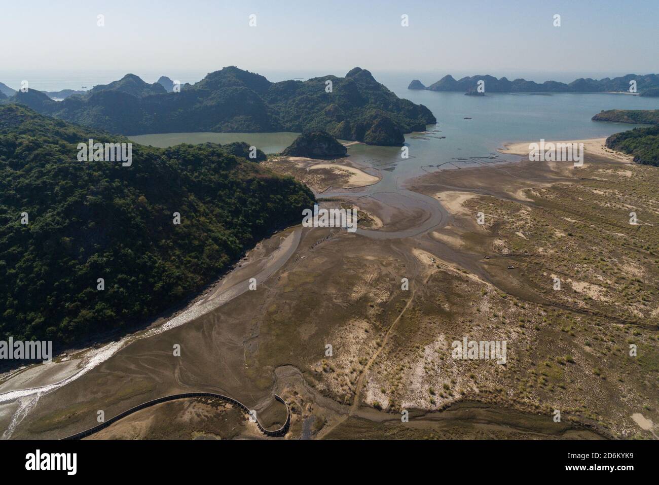 Ha Long Bay, Cat Ba Island, Vietnam, descending dragon bay Asia Aerial ...