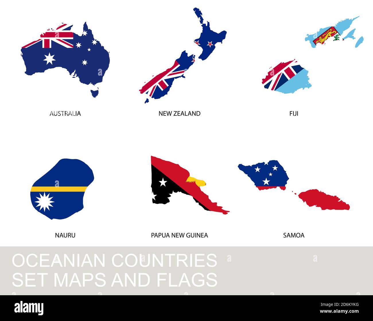 Oceania countries set, maps and flags Stock Vector Image & Art - Alamy