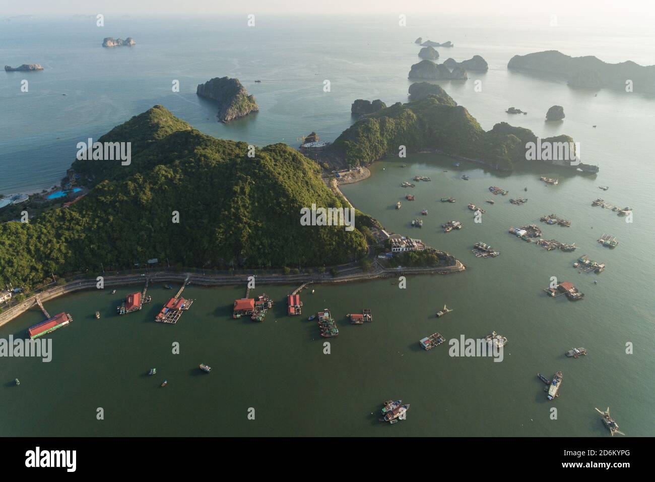 Ha Long Bay, Cat Ba Island, Vietnam, descending dragon bay Asia Aerial ...