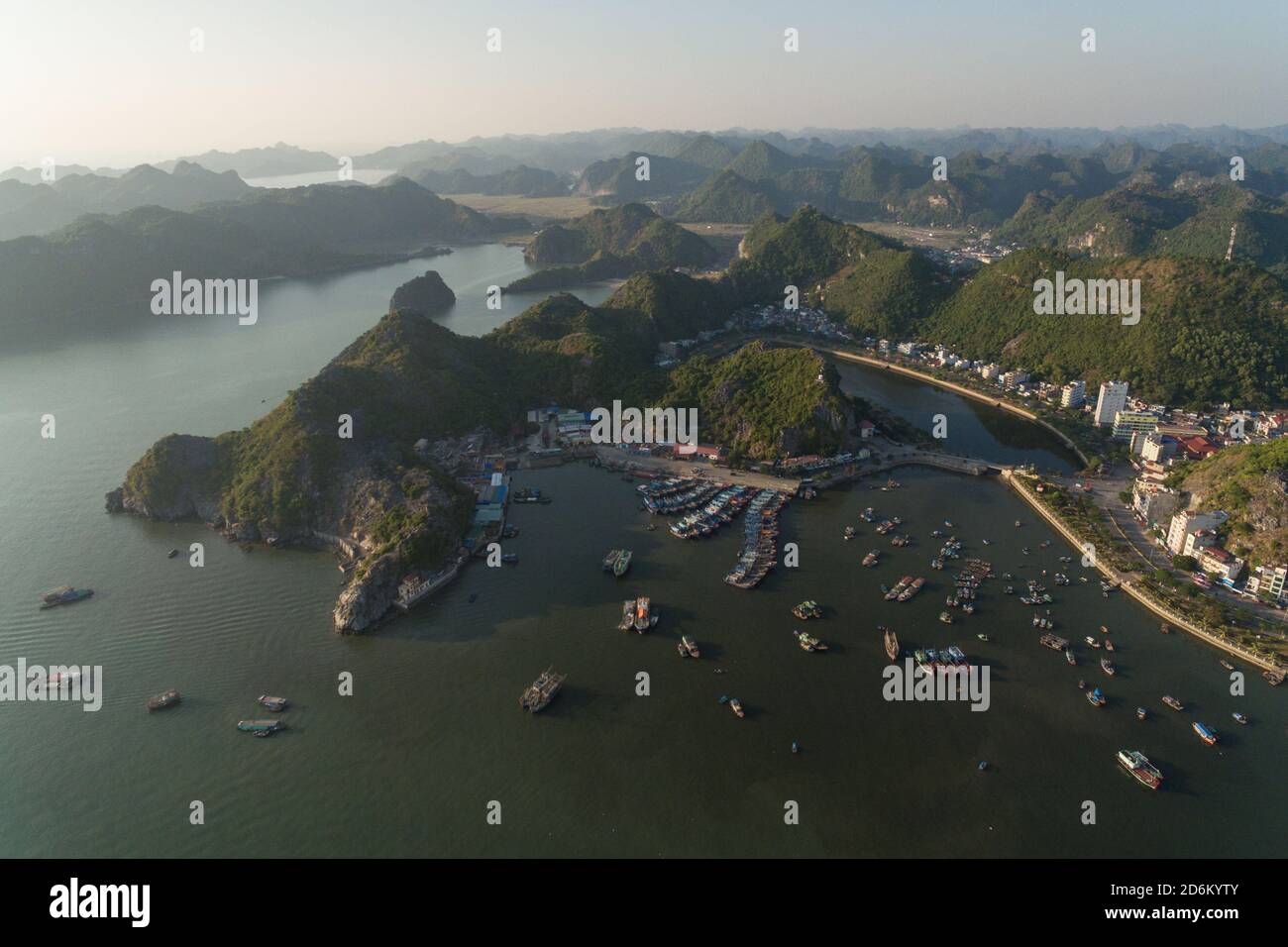 Ha Long Bay, Cat Ba Island, Vietnam, descending dragon bay Asia Aerial ...