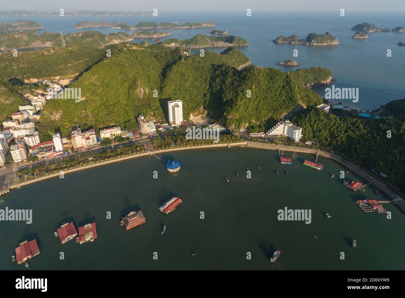 Ha Long Bay, Cat Ba Island, Vietnam, descending dragon bay Asia Aerial ...