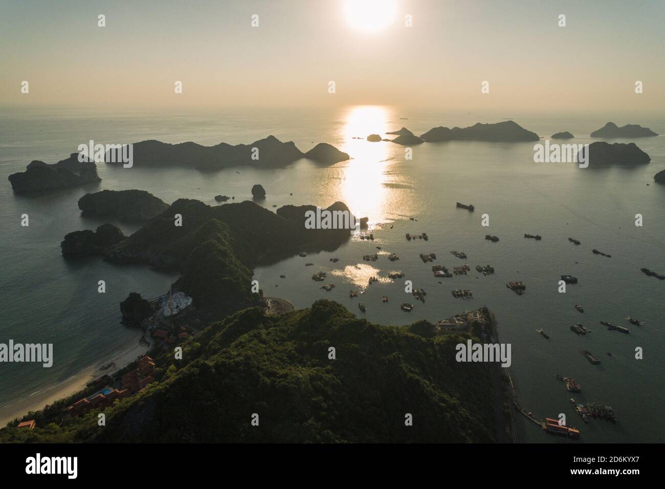 Ha Long Bay, Cat Ba Island, Vietnam, descending dragon bay Asia Aerial ...