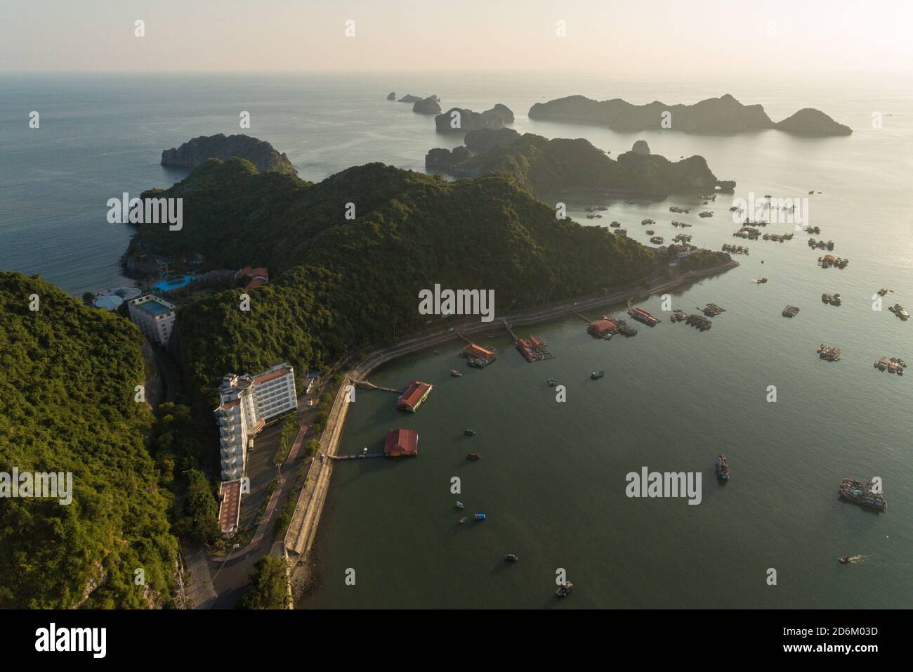 Ha Long Bay, Cat Ba Island, Vietnam, descending dragon bay Asia Aerial ...