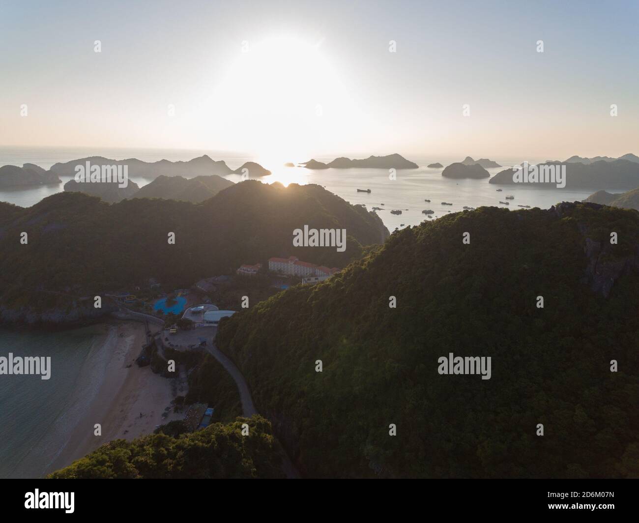 Ha Long Bay, Cat Ba Island, Vietnam, descending dragon bay Asia Aerial ...