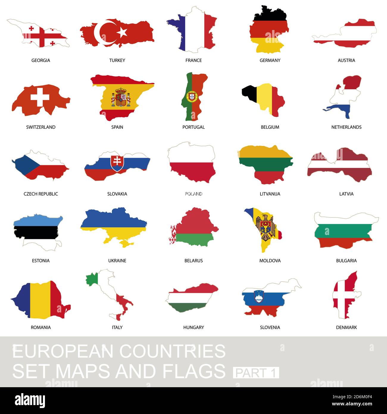 European countries set, maps and flags, part 1 Stock Vector Image & Art ...