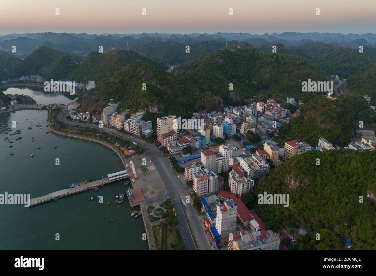 Ha Long Bay, Cat Ba Island, Vietnam, descending dragon bay Asia Aerial ...