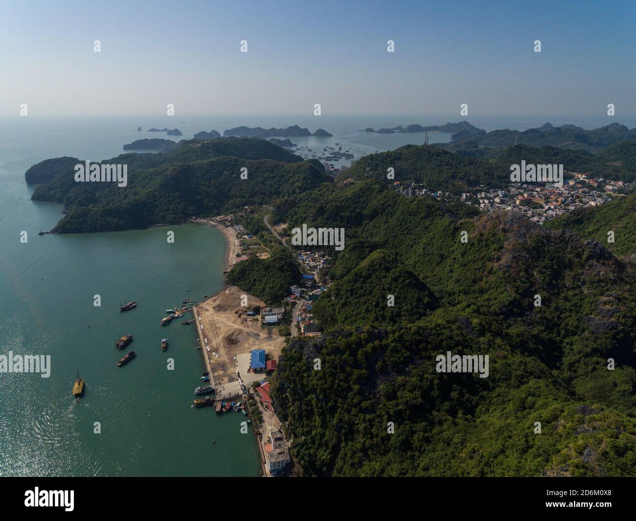 Ha Long Bay, Cat Ba Island, Vietnam, descending dragon bay Asia Aerial ...