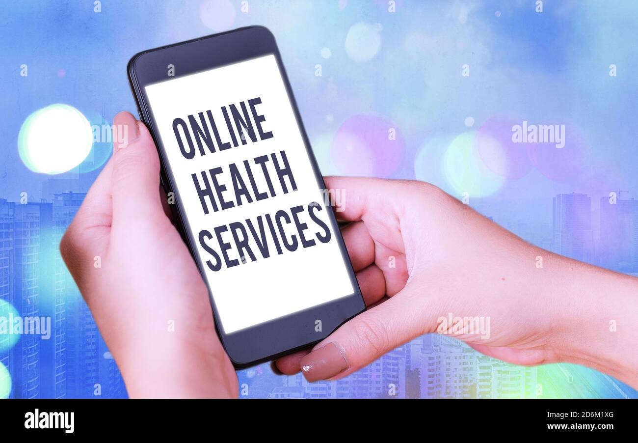 Word writing text Online Health Services. Business photo showcasing ...