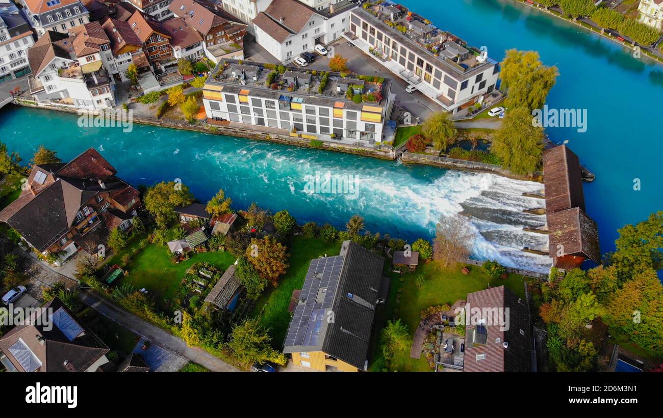 Aerial view over the city of Interlaken in Switzerland Stock Photo - Alamy