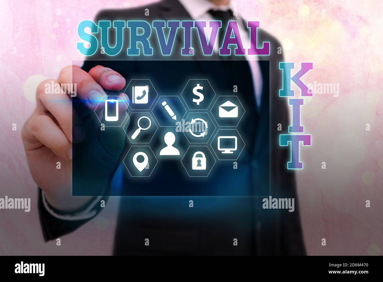 Writing note showing Survival Kit. Business concept for Emergency ...