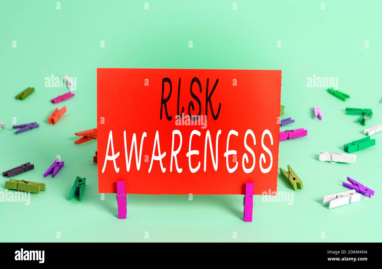 Text sign showing Risk Awareness. Business photo showcasing recognizing ...