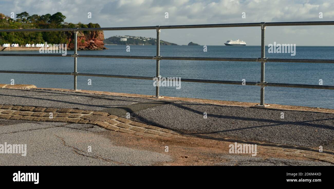 Cruise ship Zaandam anchored in Tor Bay during the coronavirus pandemic ...