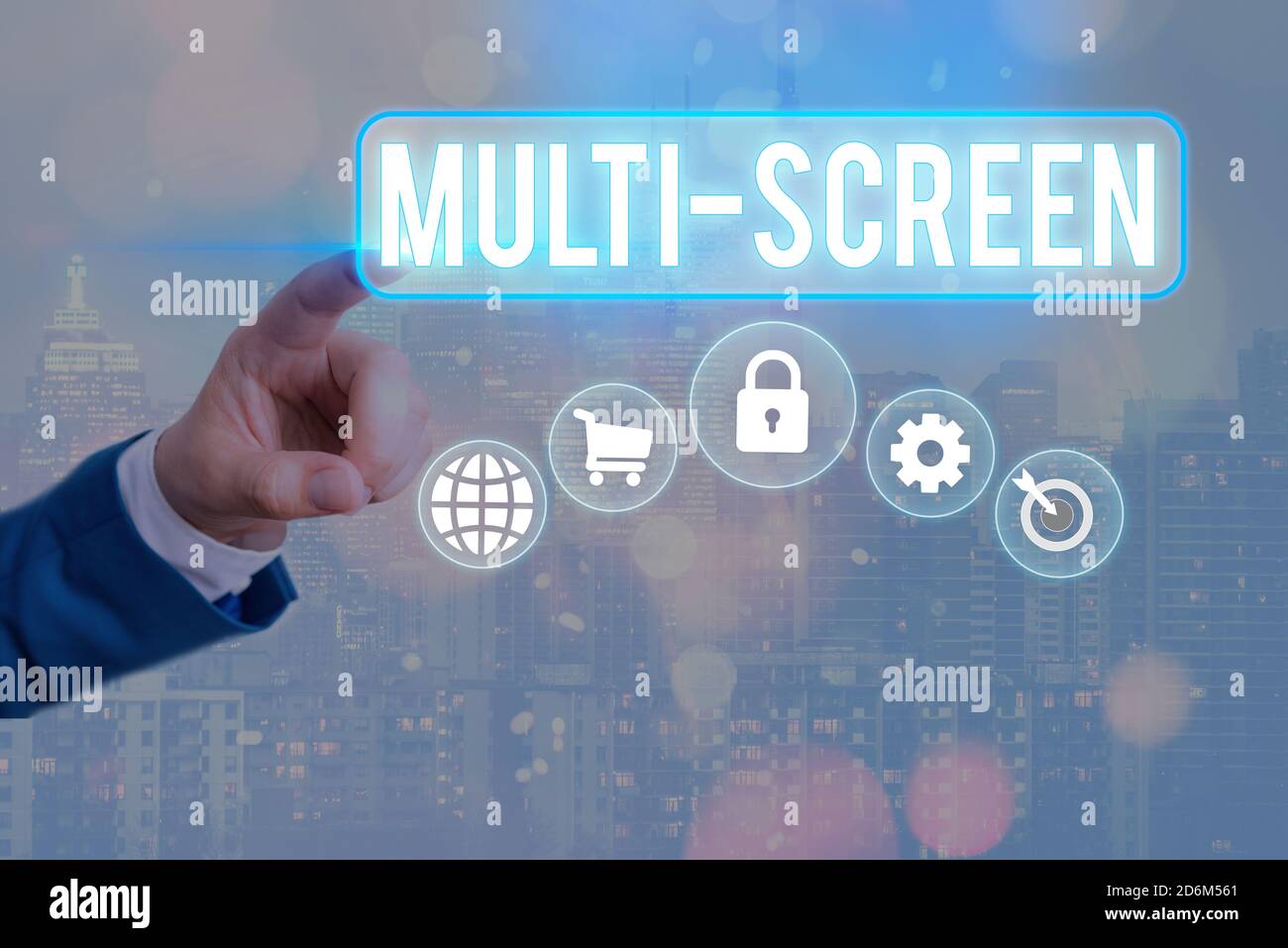 Conceptual hand writing showing Multi Screen. Concept meaning Having or ...