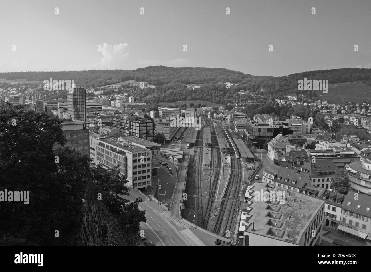 Switzerland: The view to the train station of the old town of Baden ...
