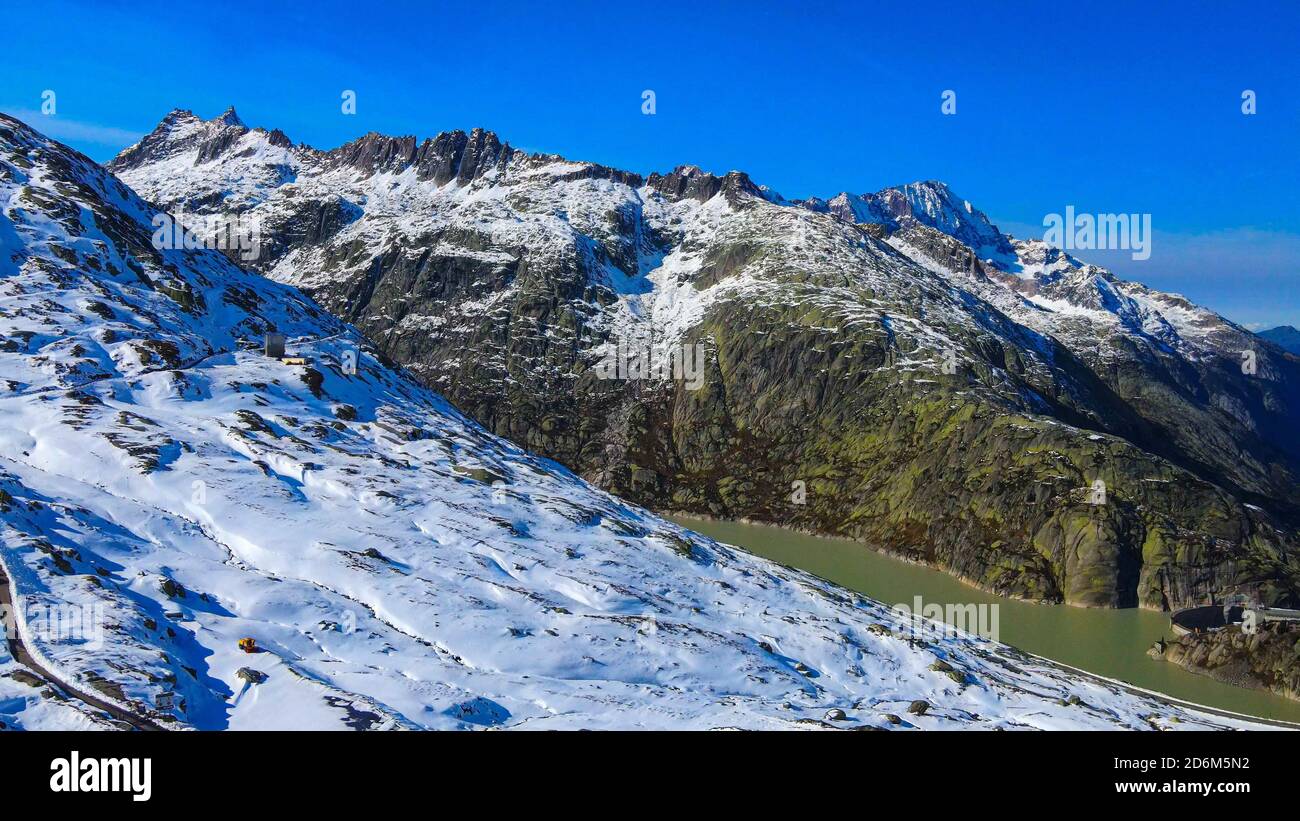 The amazing glaciers in the Swiss Alps - aerial view Stock Photo - Alamy