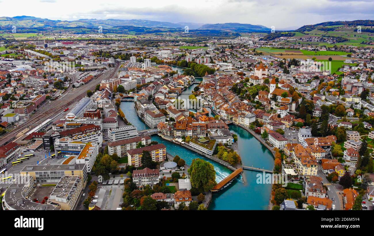 Aerial view over the city of Thun in Switzerland Stock Photo - Alamy