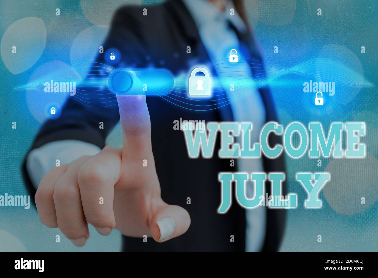 Conceptual hand writing showing Welcome July. Concept meaning Calendar ...