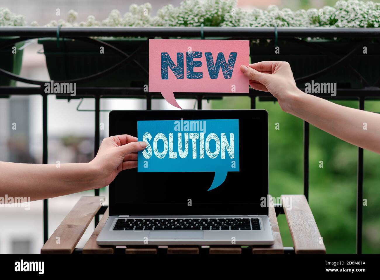 Writing note showing New Solution. Business concept for Modern ...