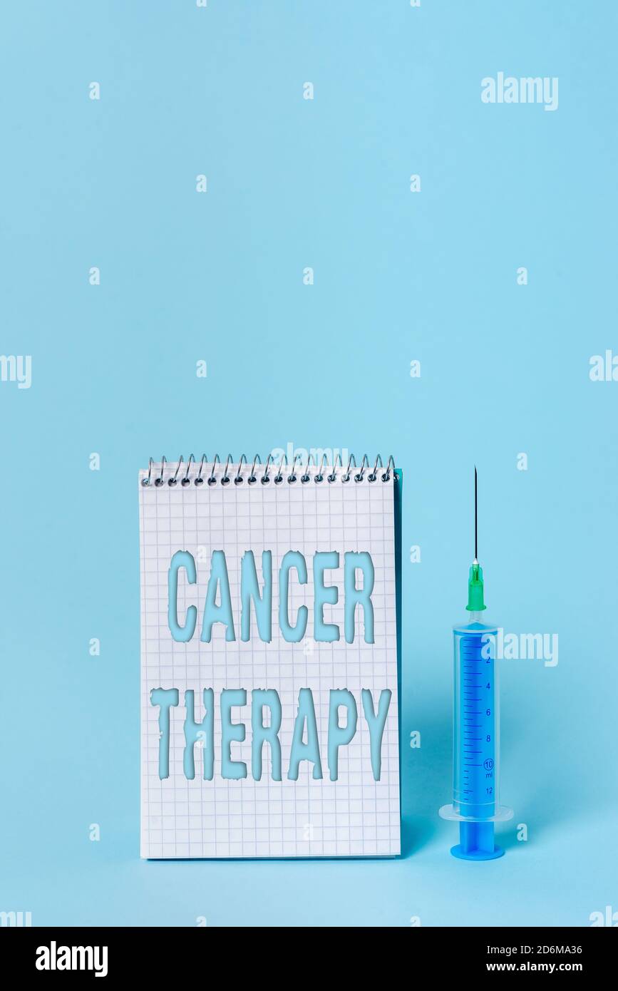 Writing note showing Cancer Therapy. Business concept for the treatment ...
