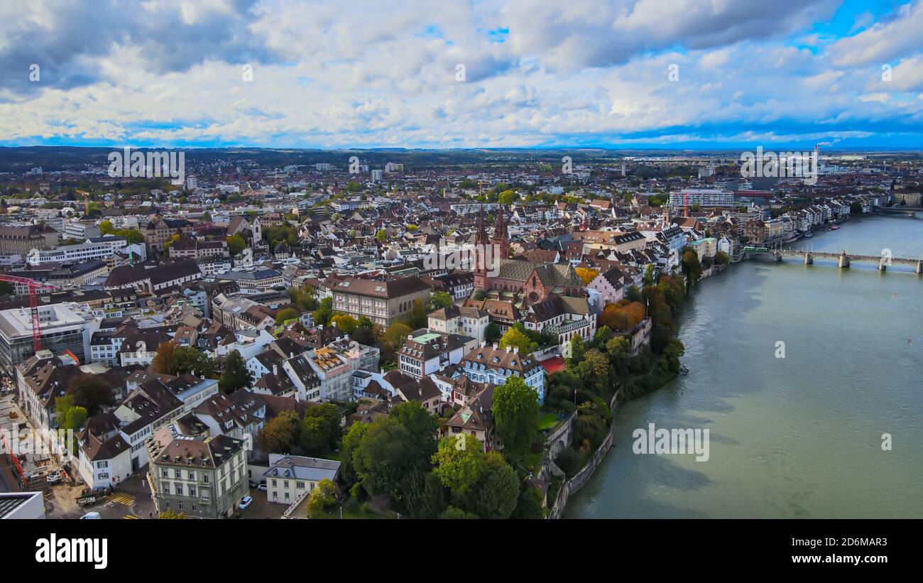 Aerial view over city basel hi-res stock photography and images - Alamy