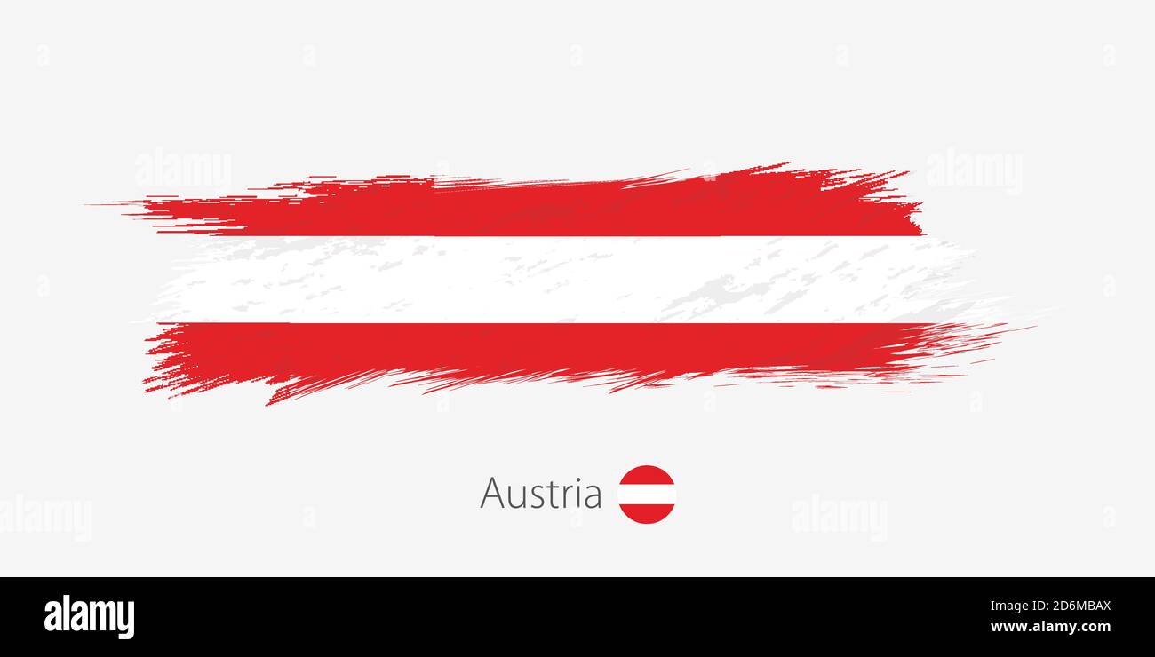 Flag of Austria, grunge abstract brush stroke on gray background ...