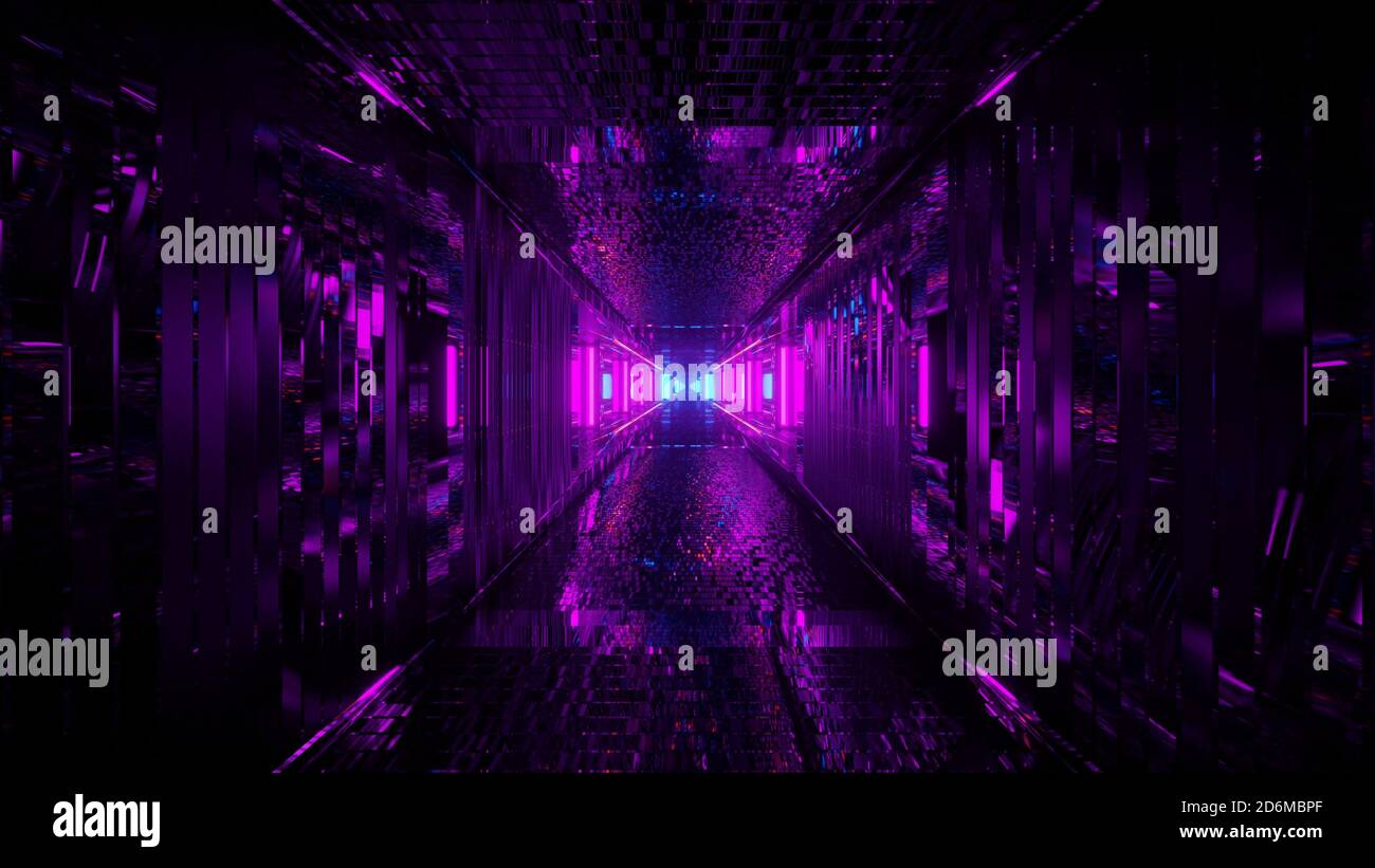 Illuminated Varicolored Dim Hallway 4k uhd 3d illustration background ...