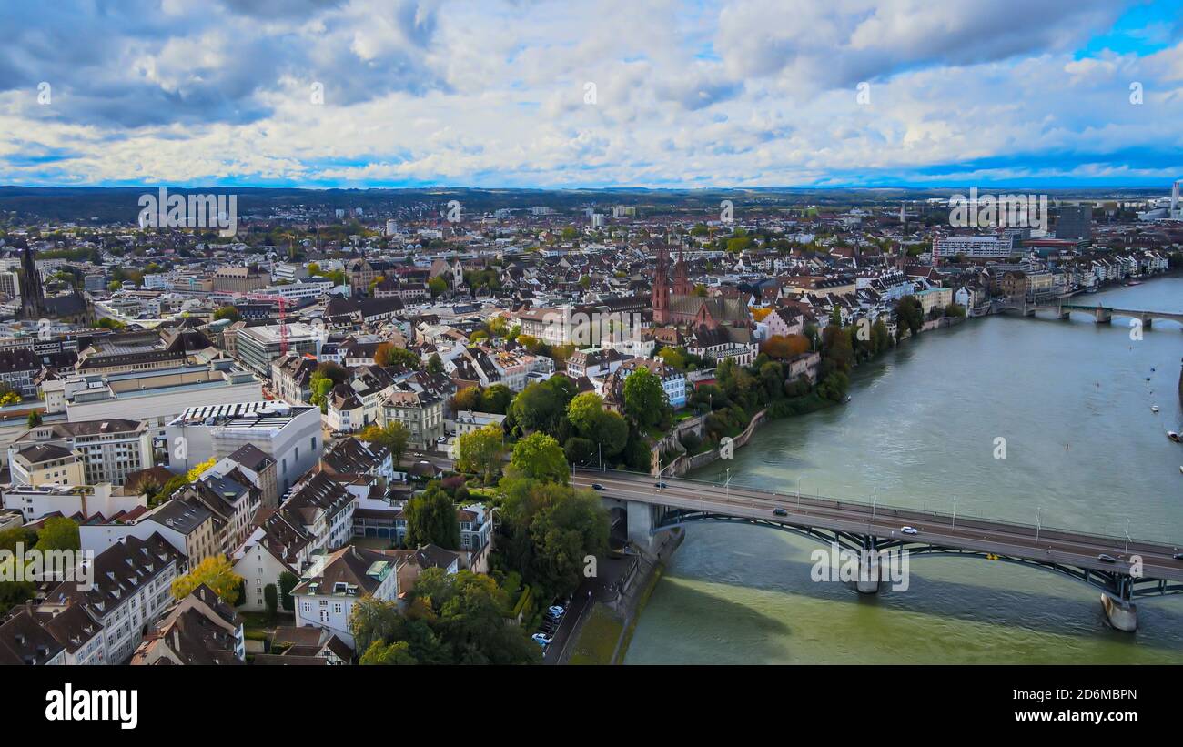 Aerial view over city basel hi-res stock photography and images - Alamy