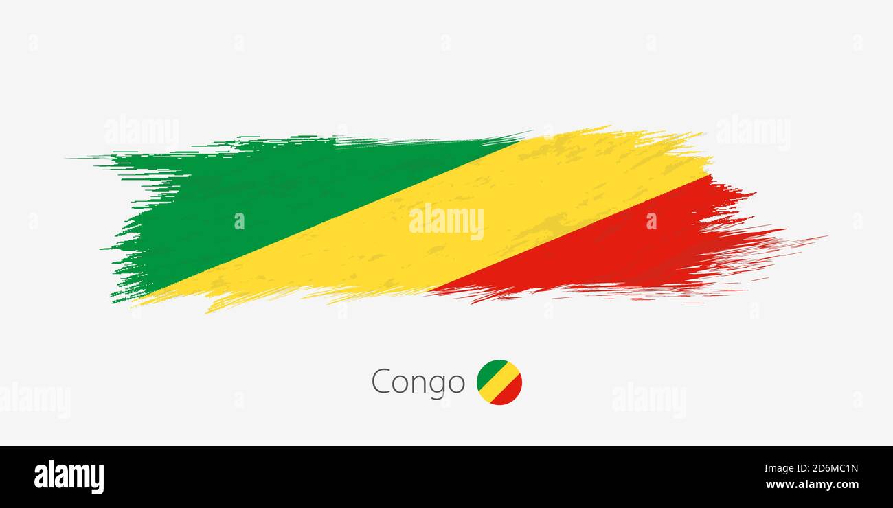 Flag Of Congo Grunge Abstract Brush Stroke On Gray Background Vector