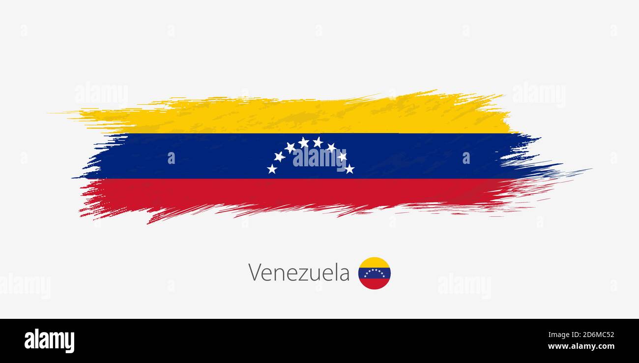 Flag of Venezuela, grunge abstract brush stroke on gray background ...
