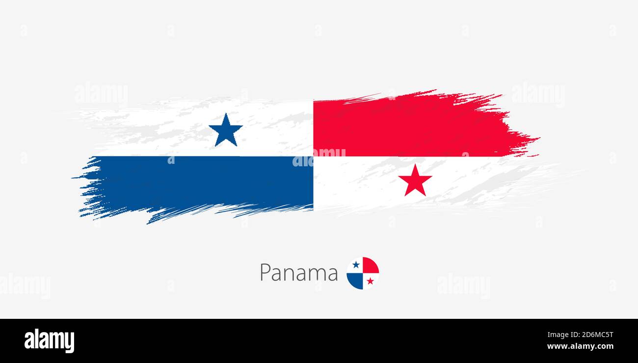 Flag of Panama, grunge abstract brush stroke on gray background. Vector ...