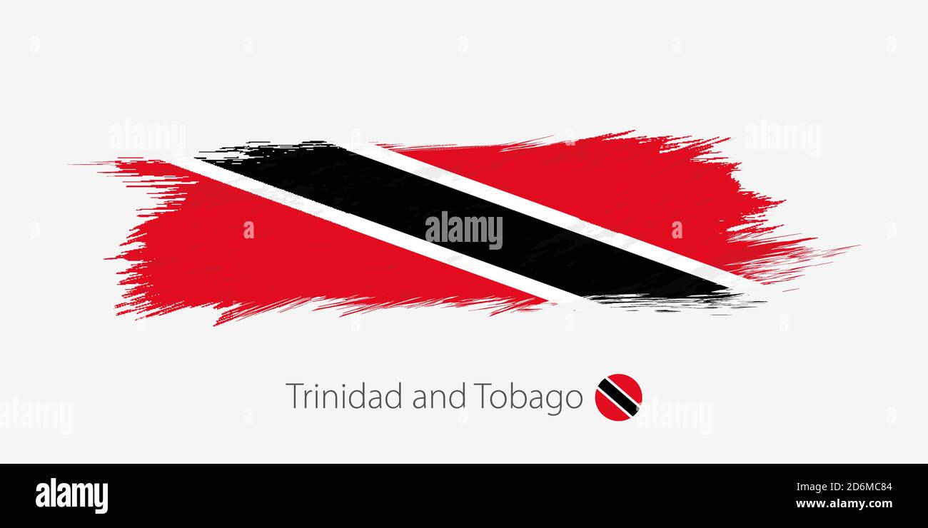 Flag of Trinidad and Tobago, grunge abstract brush stroke on gray background. Vector ...