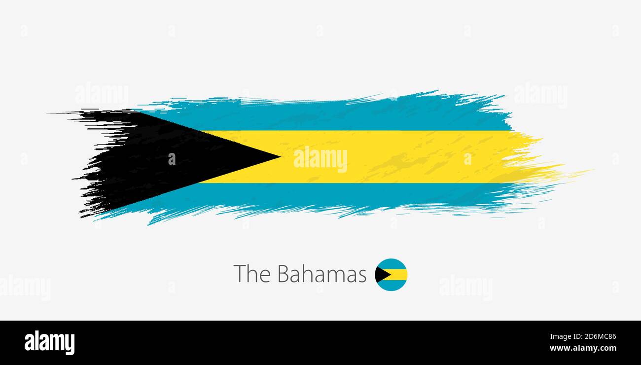 Flag of The Bahamas, grunge abstract brush stroke on gray background ...