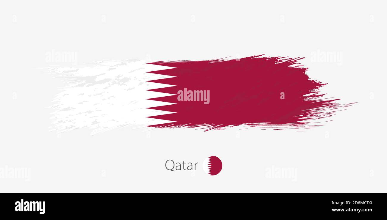 Flag of Qatar, grunge abstract brush stroke on gray background. Vector ...