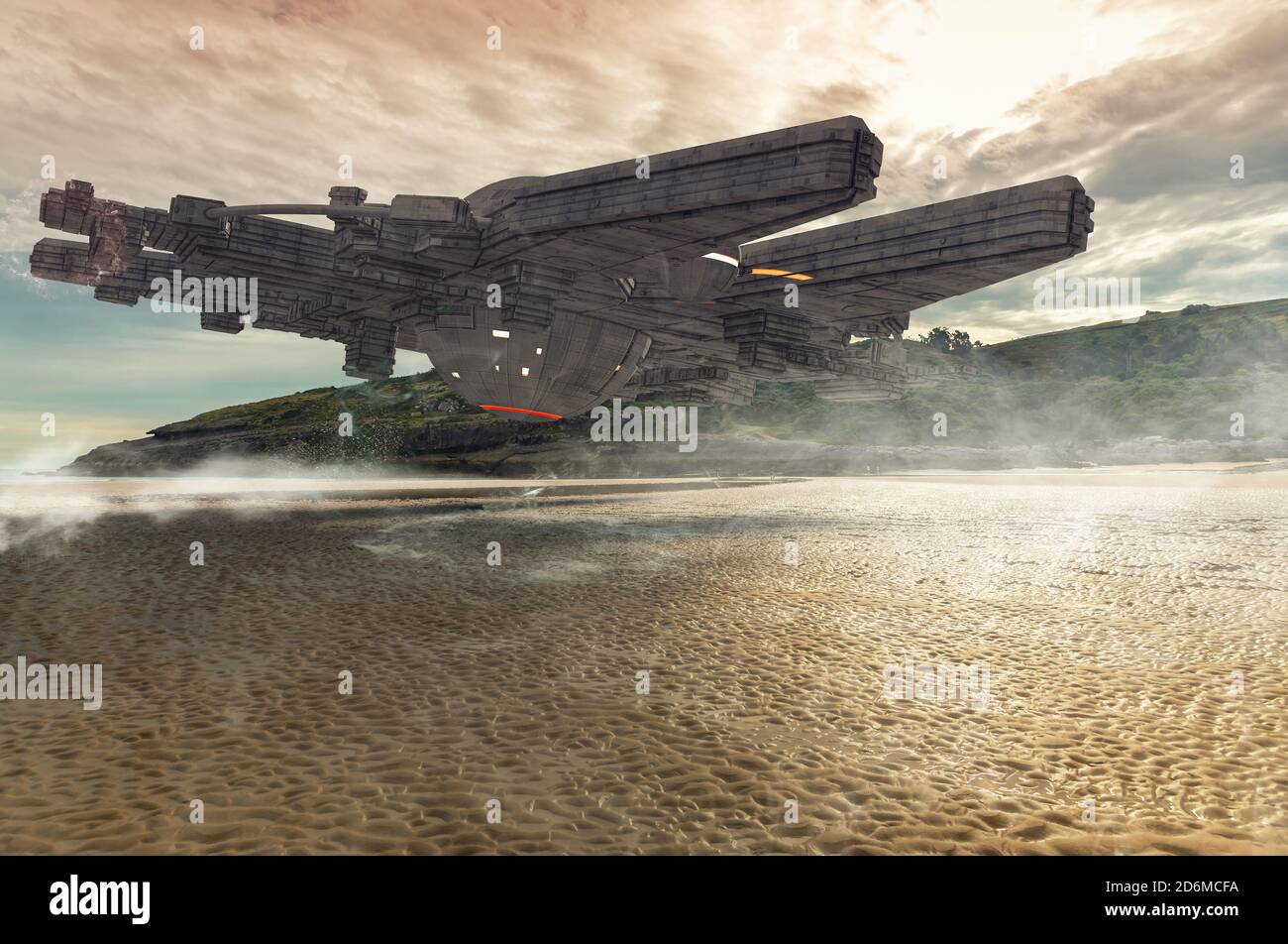 3d render. Spaceship concept design Stock Photo - Alamy