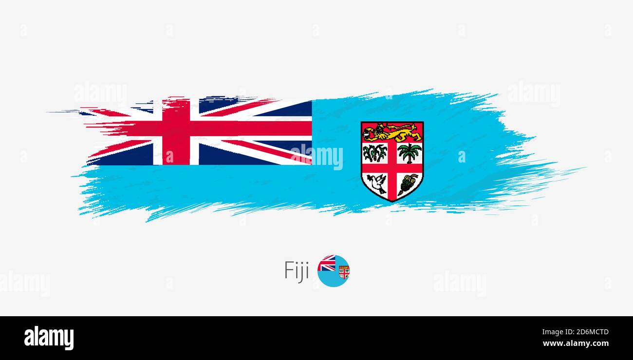 Flag of Fiji, grunge abstract brush stroke on gray background. Vector ...