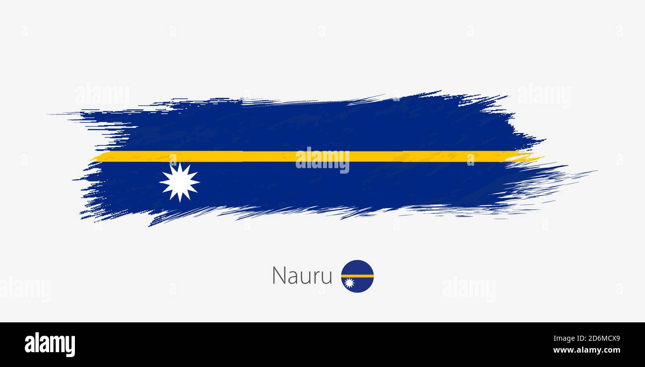 Flag of Nauru, grunge abstract brush stroke on gray background. Vector ...