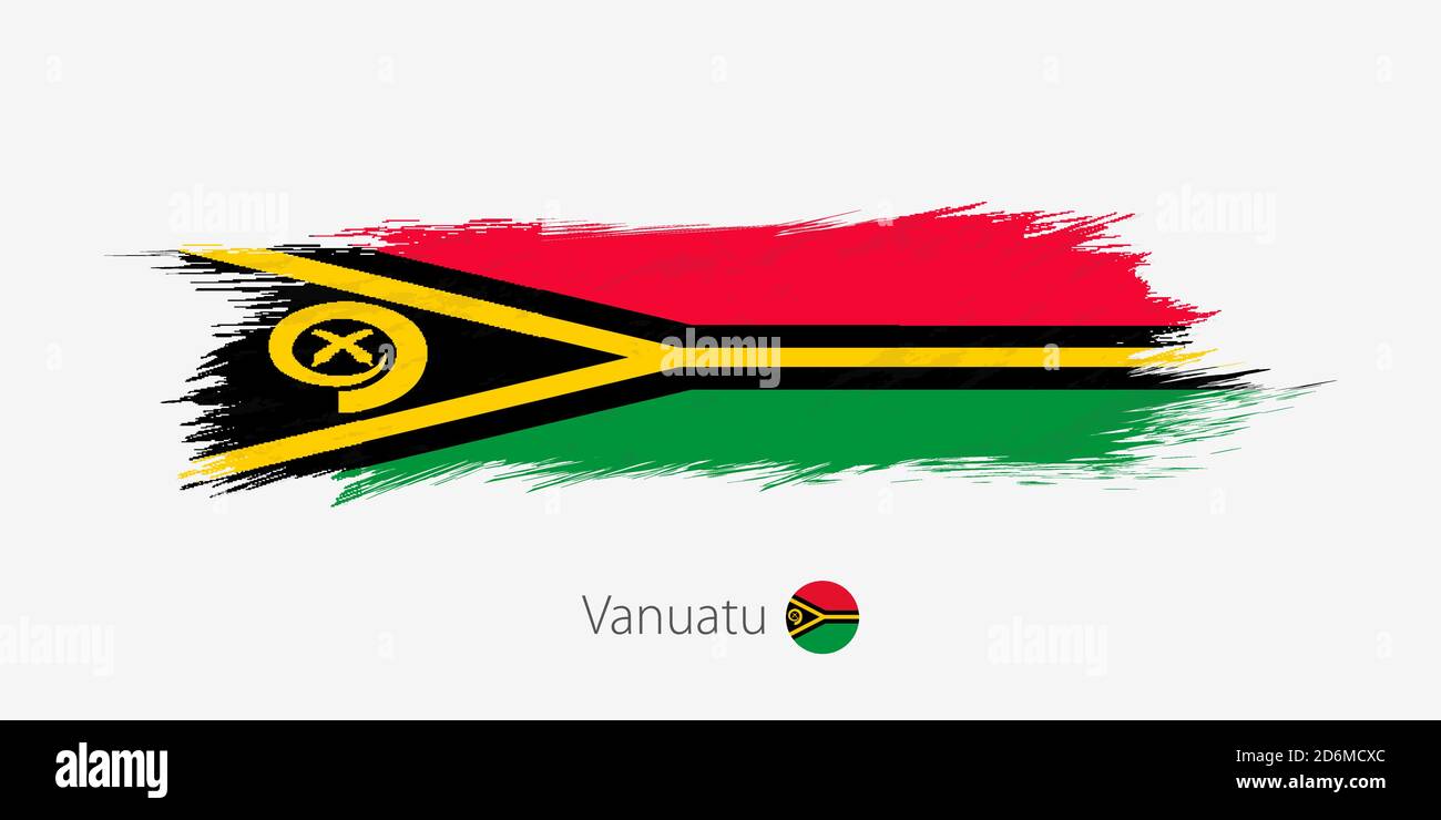 Flag of Vanuatu, grunge abstract brush stroke on gray background. Vector illustration Stock ...