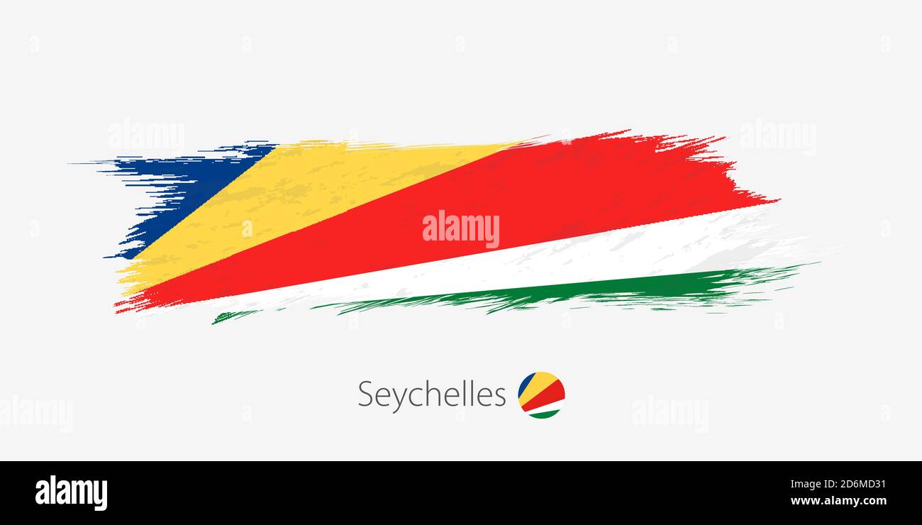 Flag of Seychelles, grunge abstract brush stroke on gray background ...