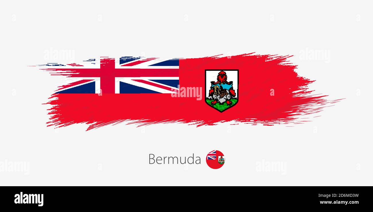 Flag of Bermuda, grunge abstract brush stroke on gray background ...