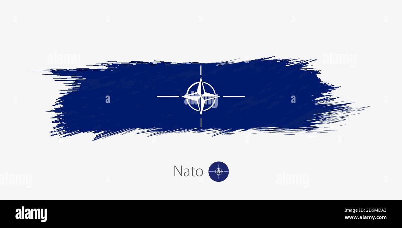 Flag of Nato, grunge abstract brush stroke on gray background. Vector ...