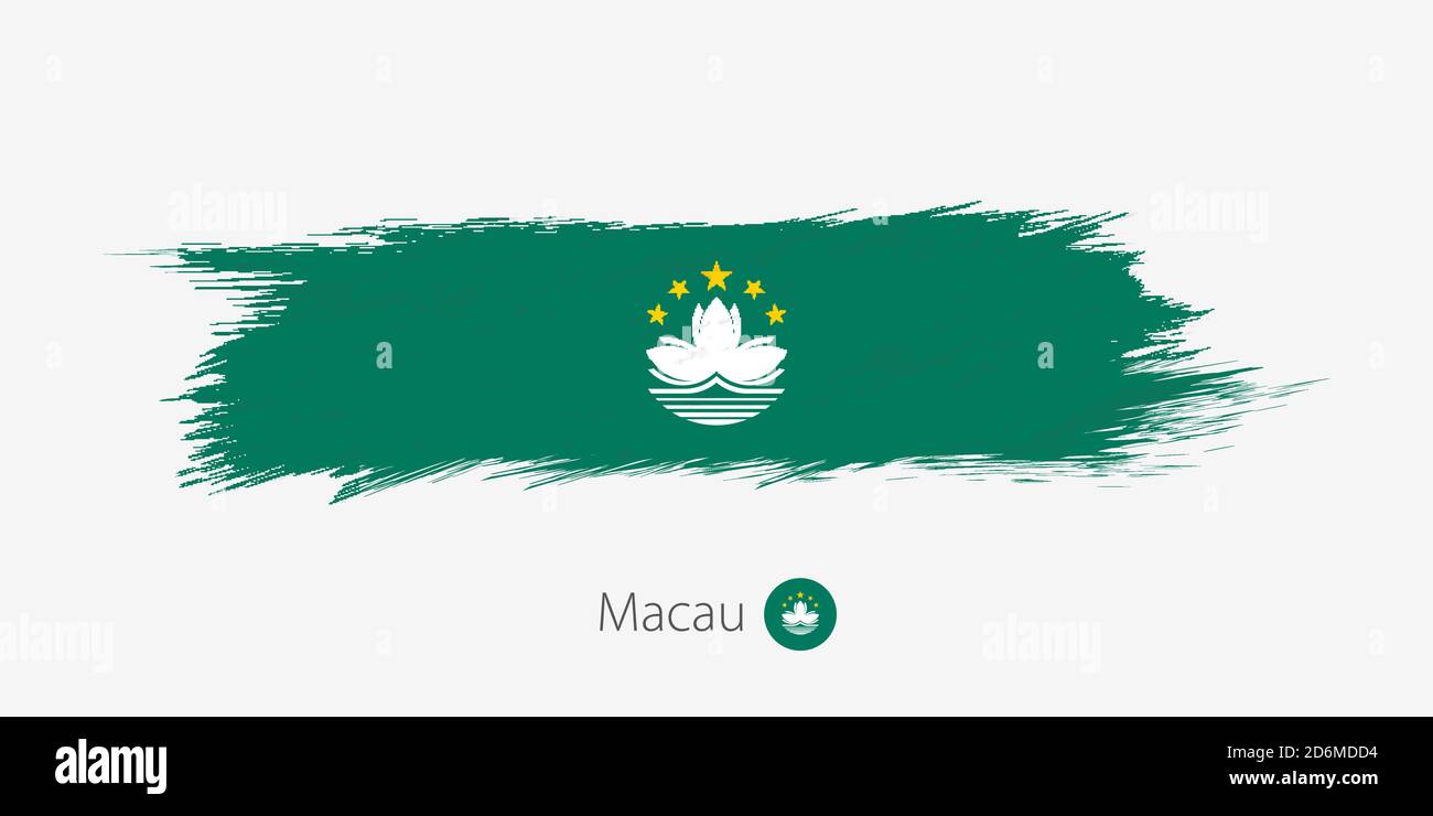 Flag of Macau, grunge abstract brush stroke on gray background. Vector ...