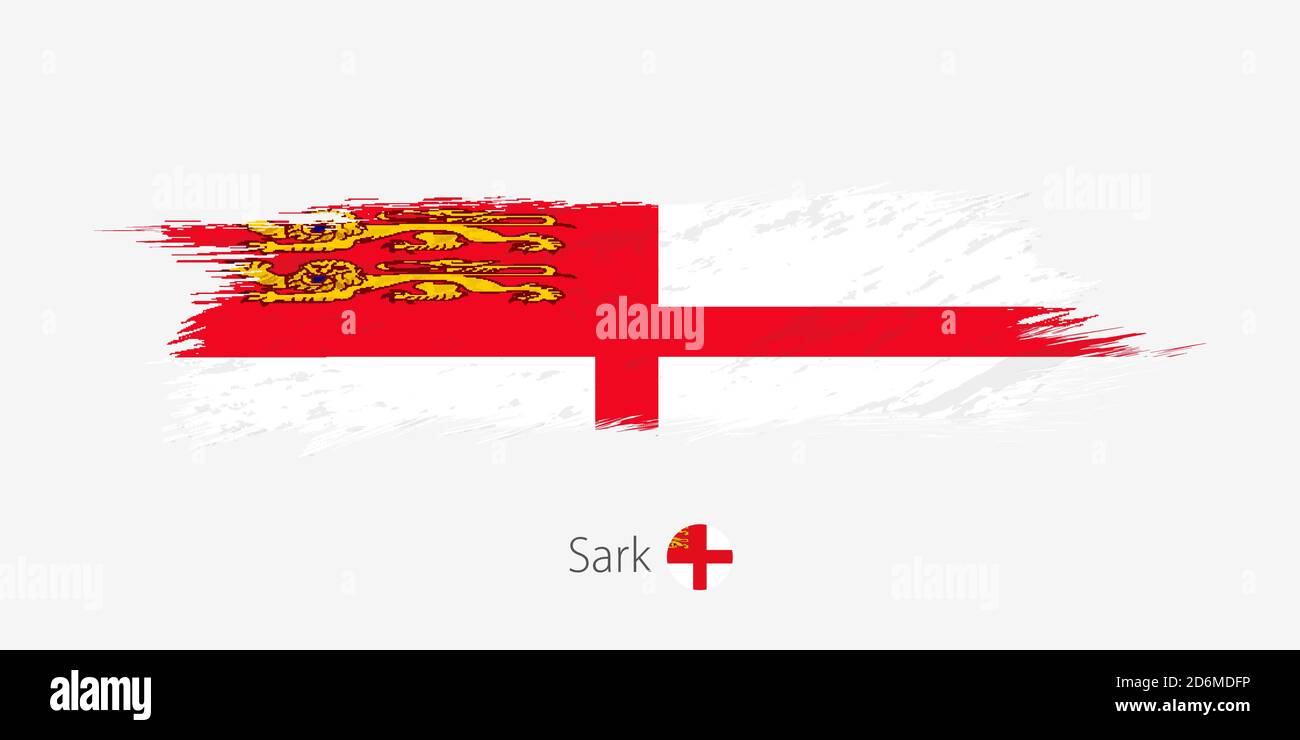 Flag of Sark, grunge abstract brush stroke on gray background. Vector ...