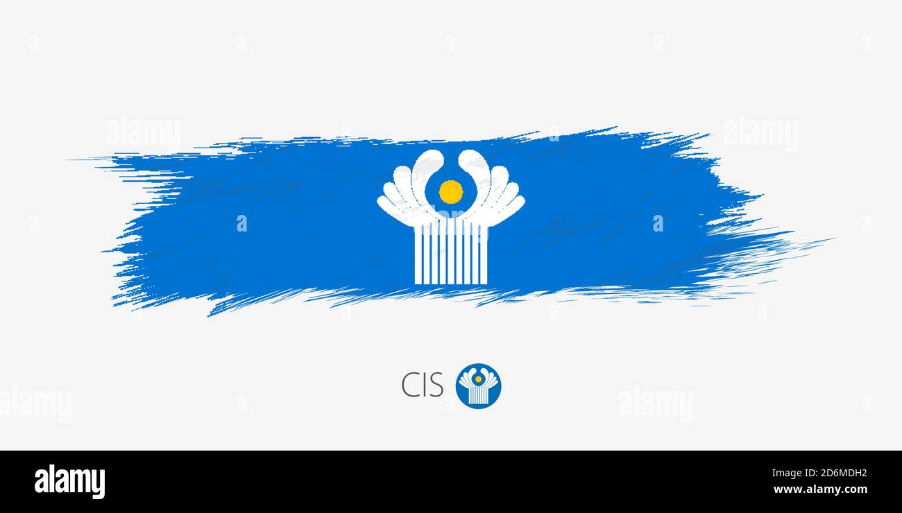 Flag of CIS, grunge abstract brush stroke on gray background. Vector ...