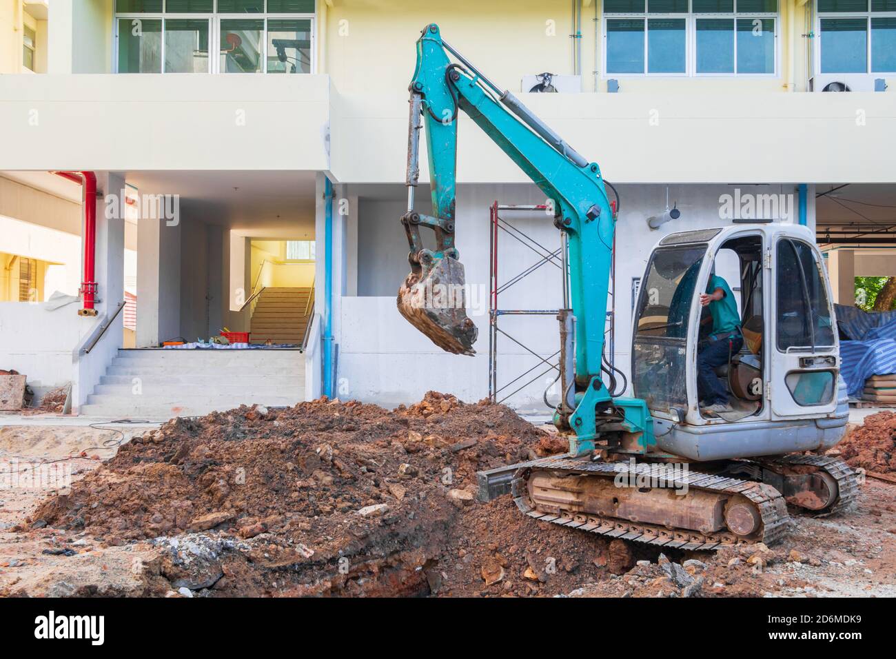 small excavator working excavation site construction Stock Photo - Alamy