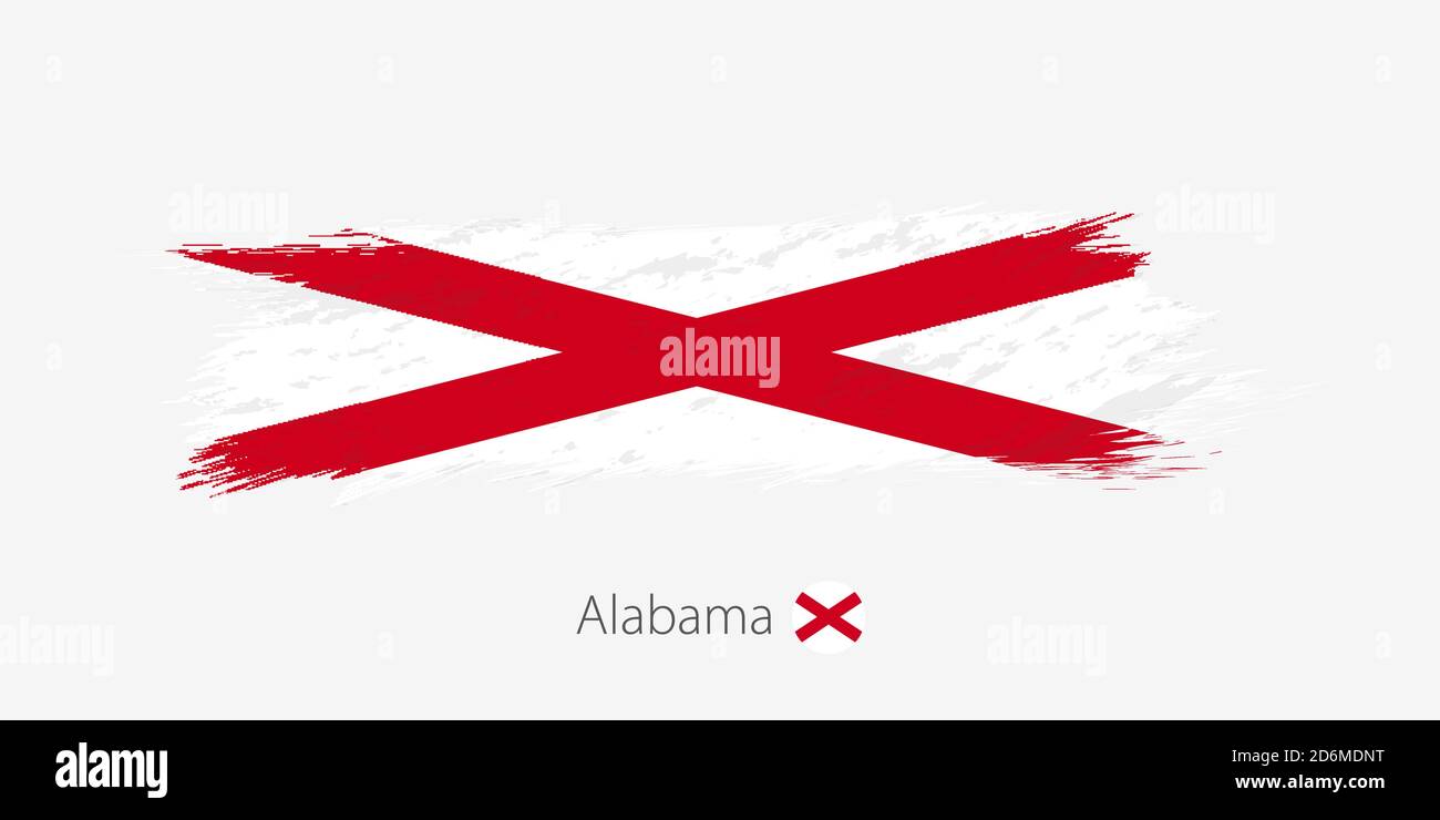 Flag of Alabama US State, grunge abstract brush stroke on gray ...