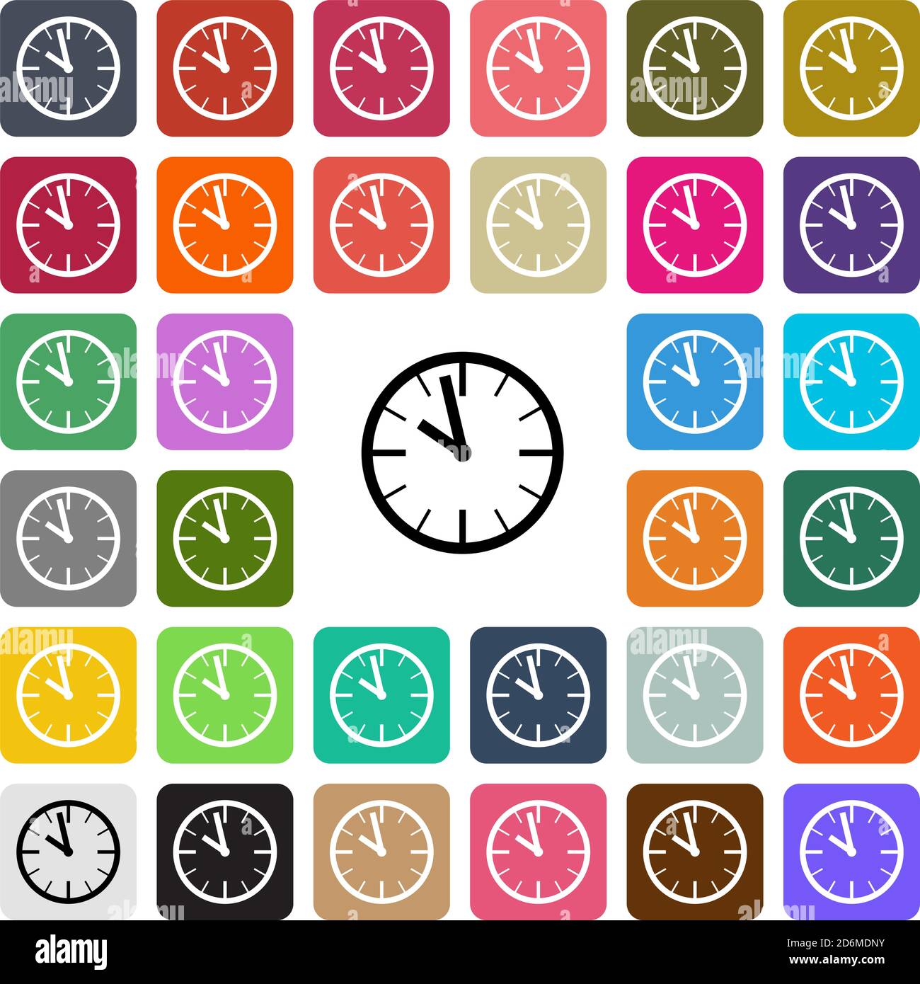 Vector modern Clock flat design icon set in button Stock Vector Image ...