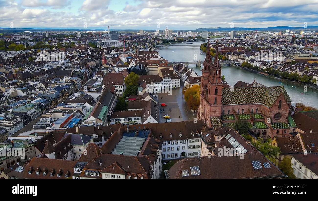 Aerial view over city basel hi-res stock photography and images - Alamy